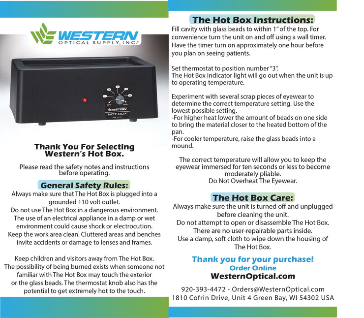 Hot Box® Frame Warmer #2500 – #2500Export – Western Optical Supply, Inc.